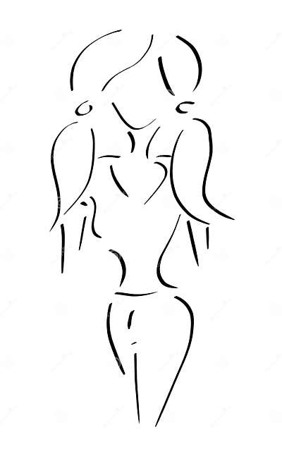 Line Art Lady stock vector. Illustration of white, pretty - 3652937