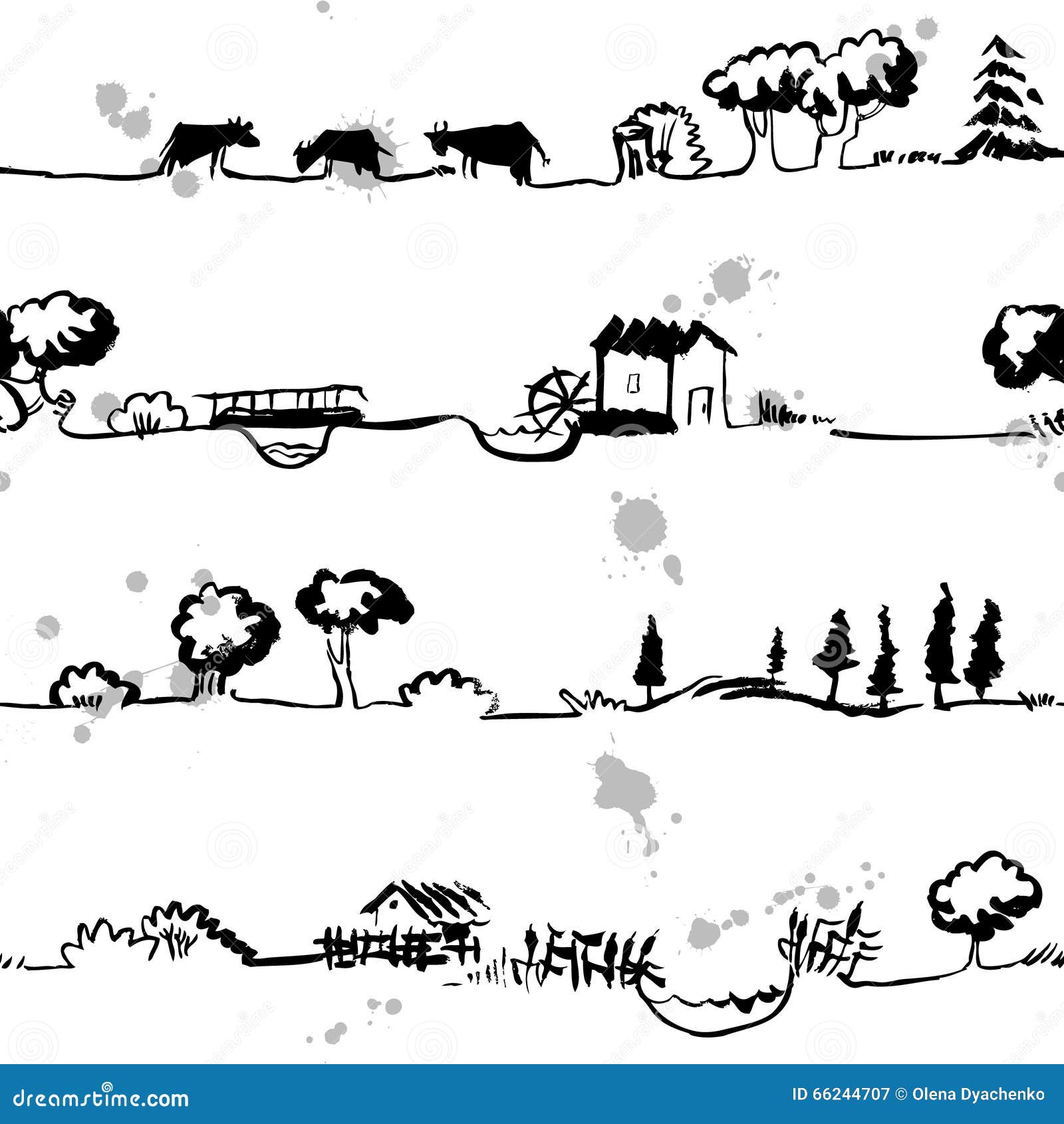 Line art landscape stock vector. Illustration of dark - 66244707