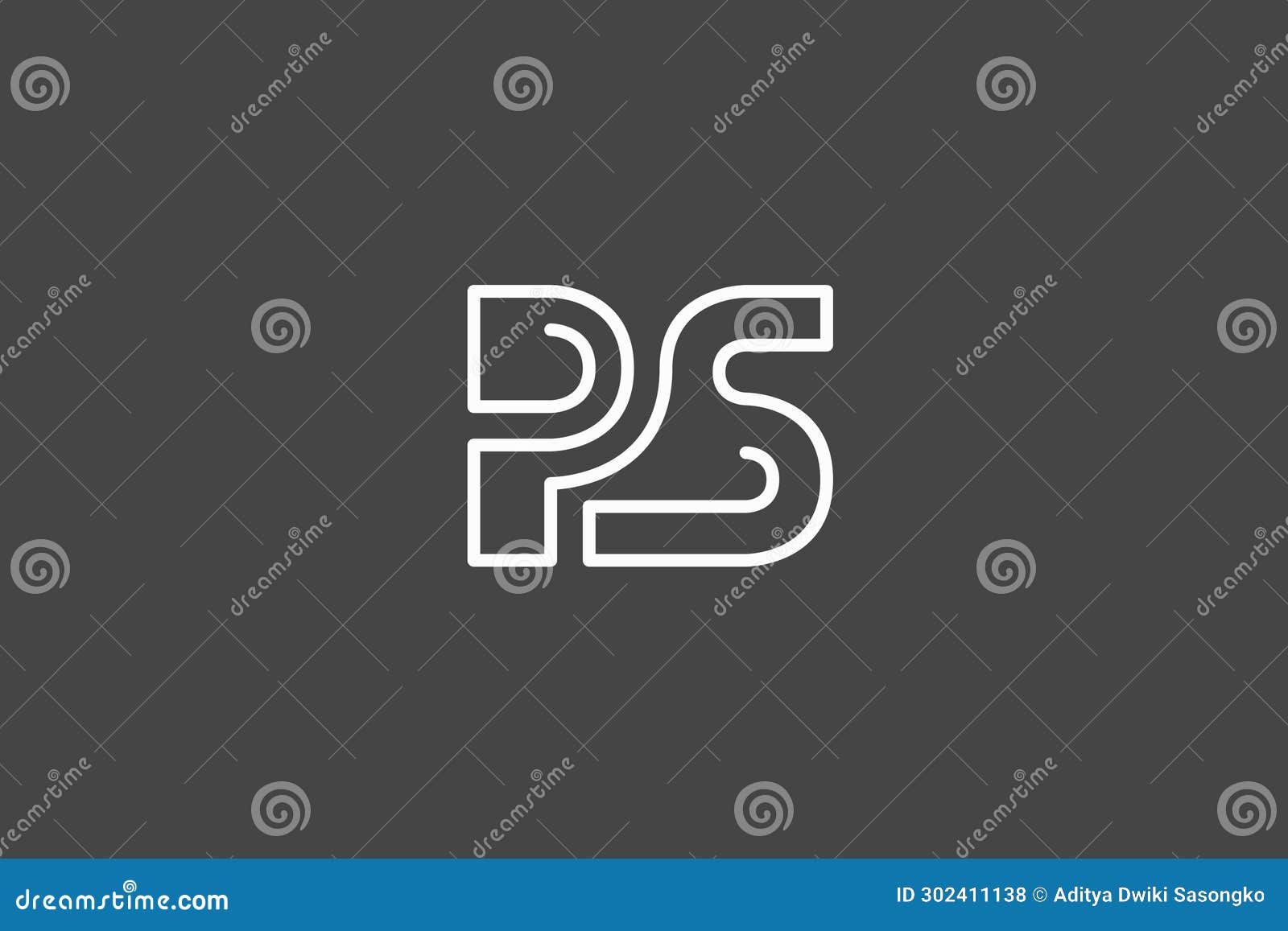 Line Art Letter PS Logo Vector Illustration | CartoonDealer.com #302411138