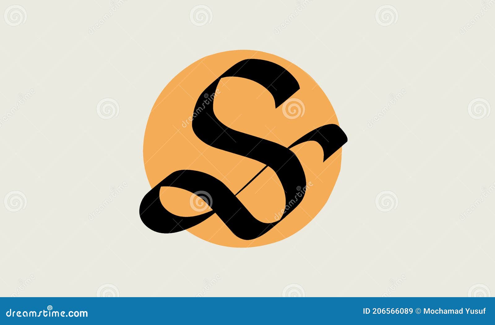Line Art Letter S Logo with Orange Circle Stock Vector - Illustration ...