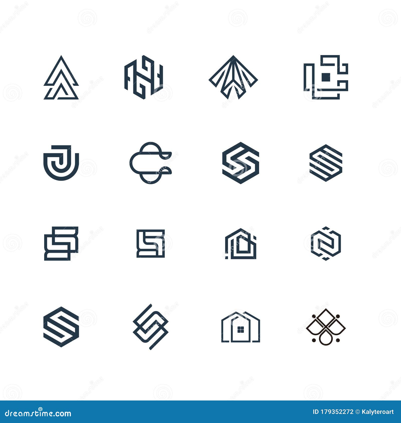 Line art logo bundle stock vector. Illustration of design - 179352272