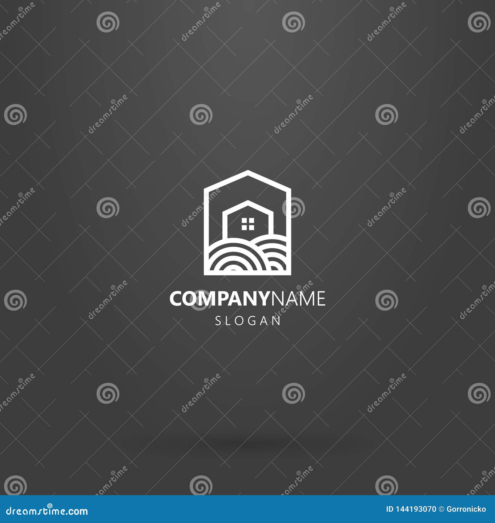 Line Art Logo of a Private House on a Plot of Land in a Pentagonal ...