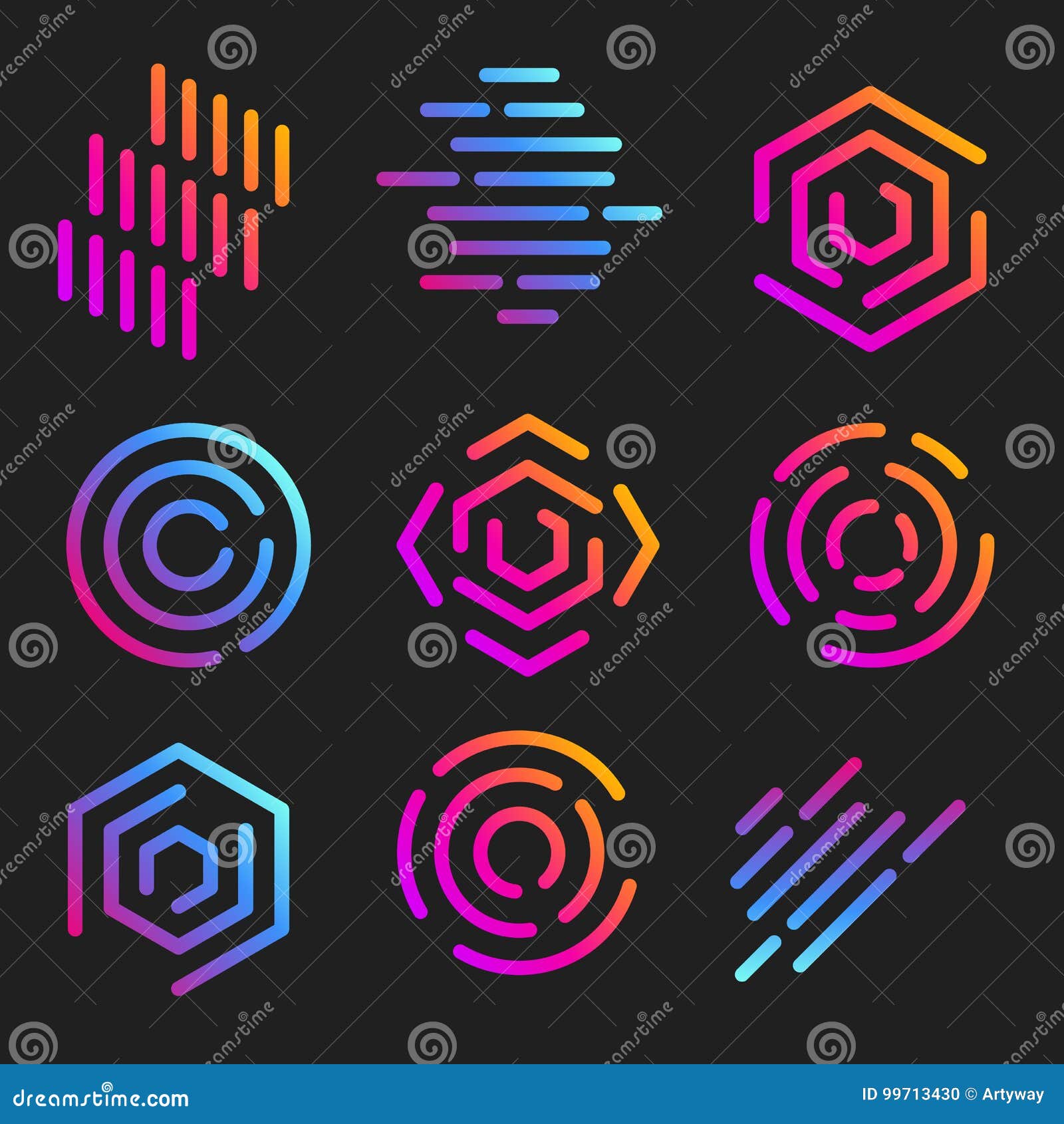 Line Art Logos Templates. Abstract Linear Logotypes. Colorful Geometric ... Line Art Logos Templates. Abstract Linear Logotypes. Colorful Geometric ...
