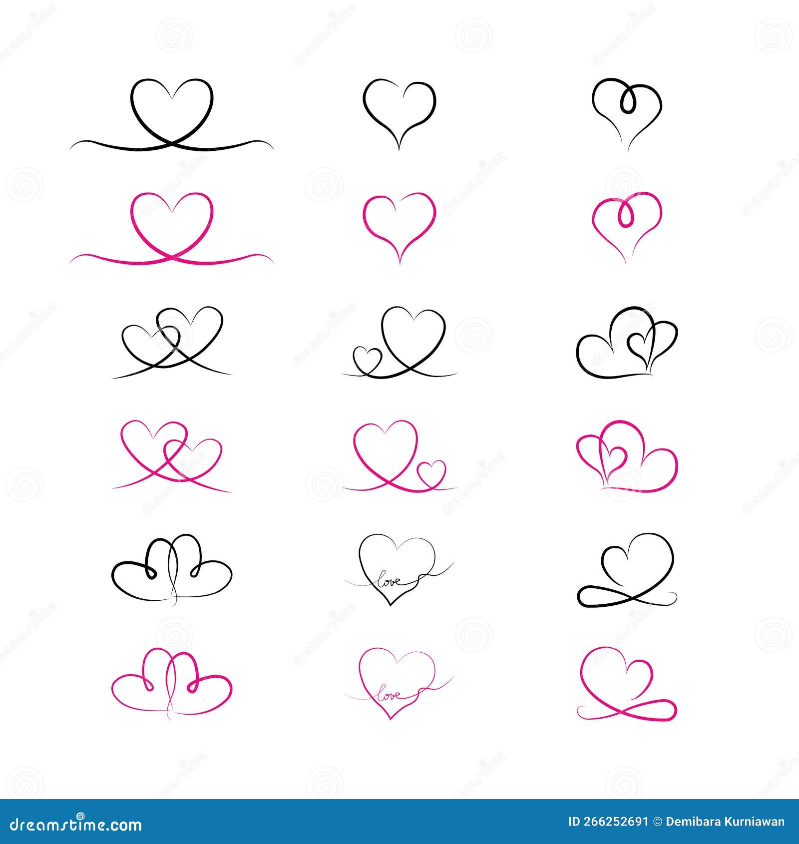 Line Art Love Heart Symbol stock vector. Illustration of drawing ...