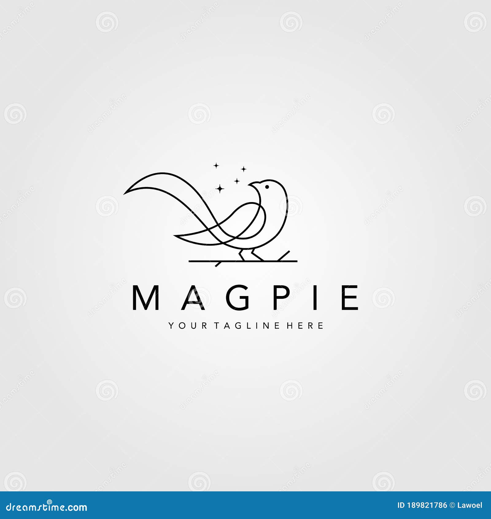 Line Art Magpie Bird Logo Vector Symbol Illustration Design Stock ...