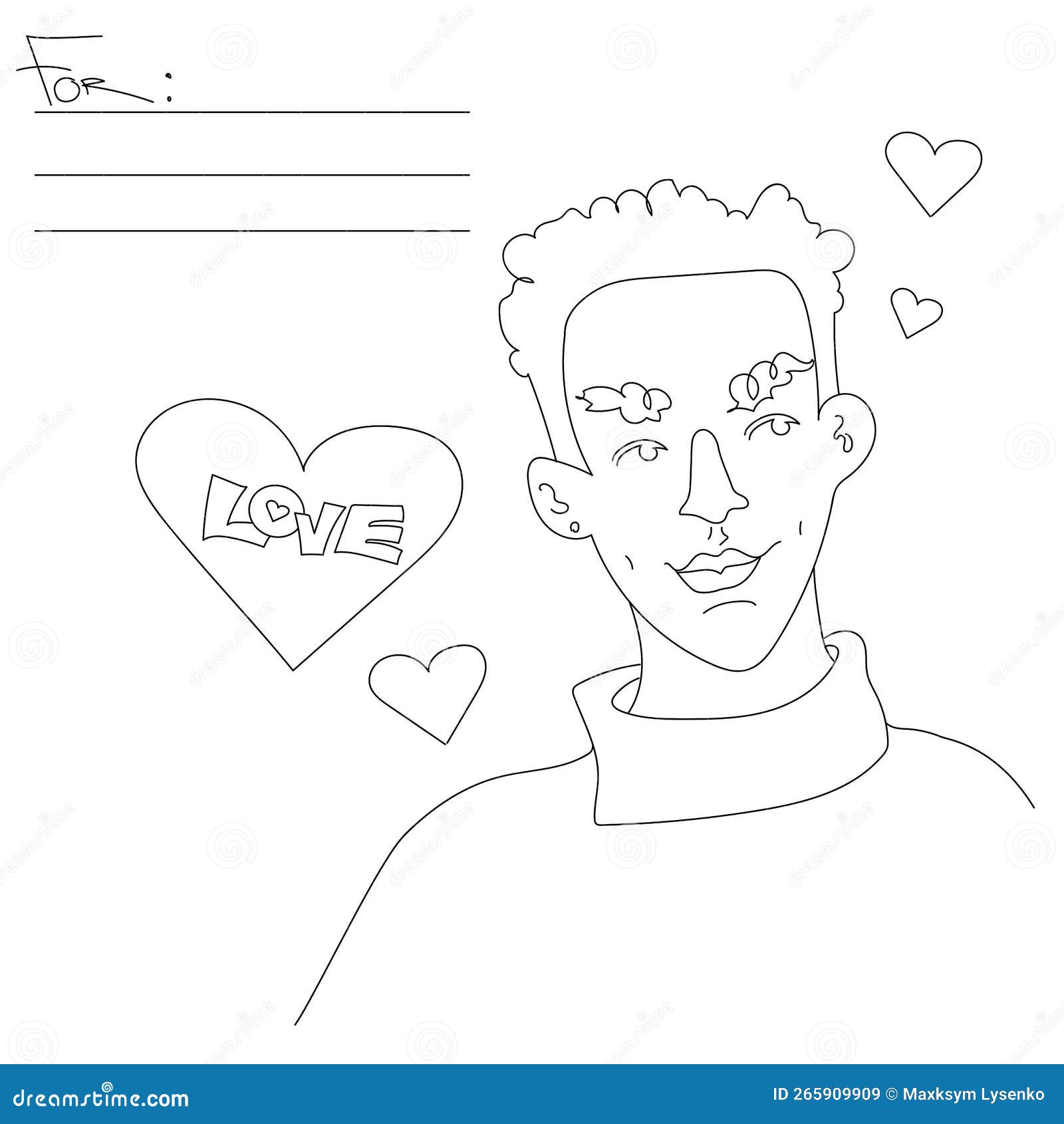 Line Art Man Blowing His Hand in Love Shape Stock Vector - Illustration ...