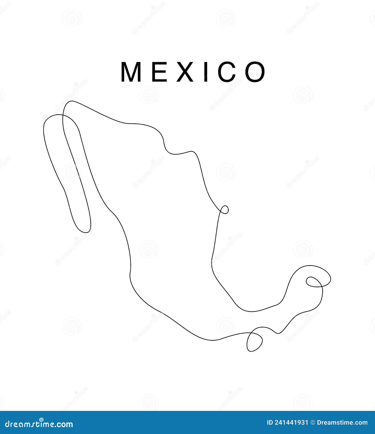 Line Art Mexico Map. Continuous Line North America Map. Vector ...
