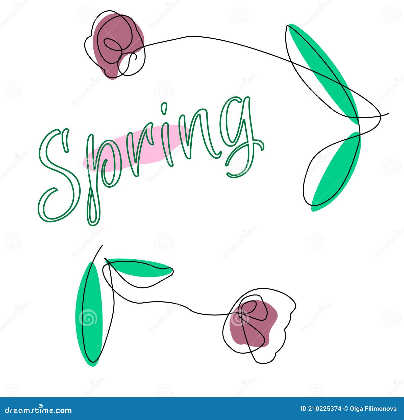 Line Art Minimalistic Spring Vector Art with Orchid and Text. for Logo ...