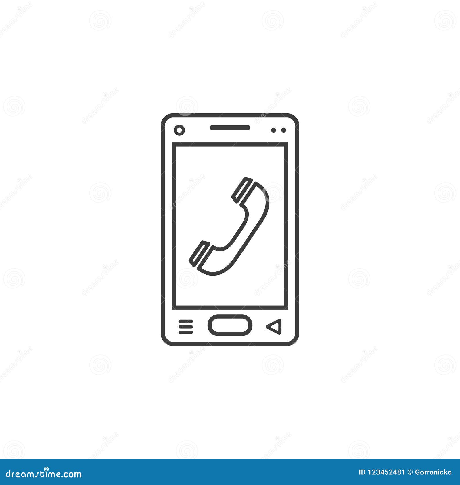 Line Art Mobile Phone Icon with Handset Sign Stock Vector ...