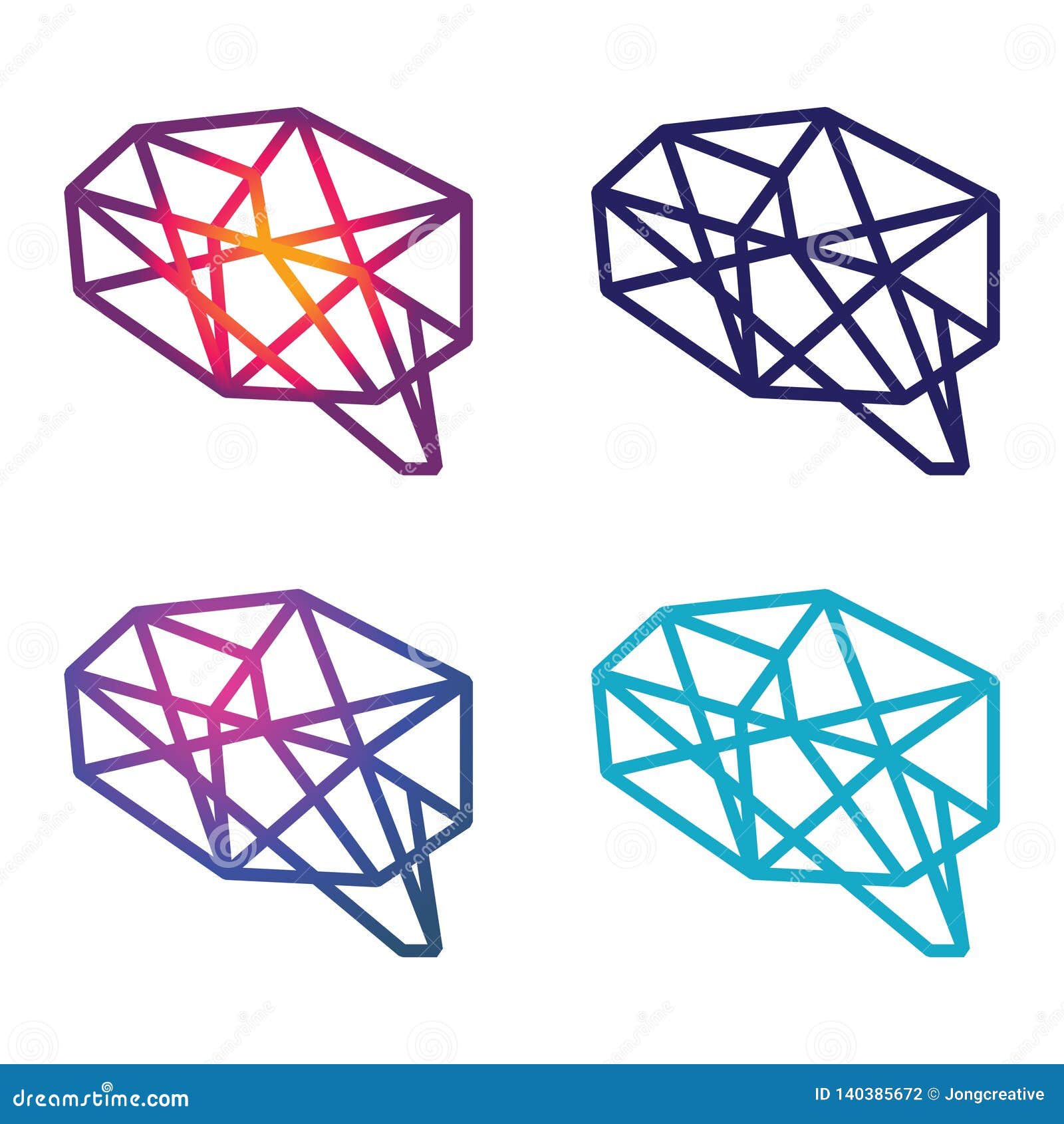 Line Art Mosaic Geometric Abstract Brain Shape Illustration Stock ...