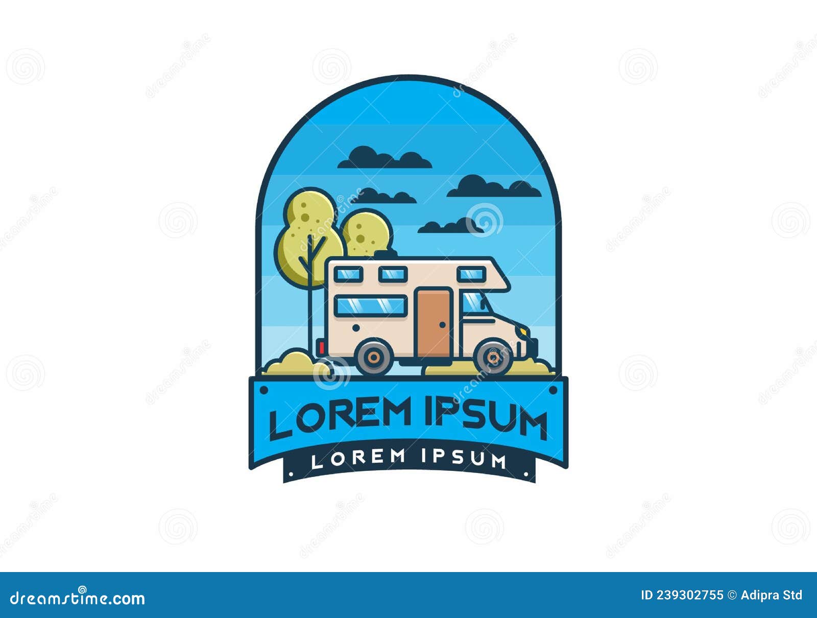 Line Art Motorhome Flat Illustration Stock Vector - Illustration of ...