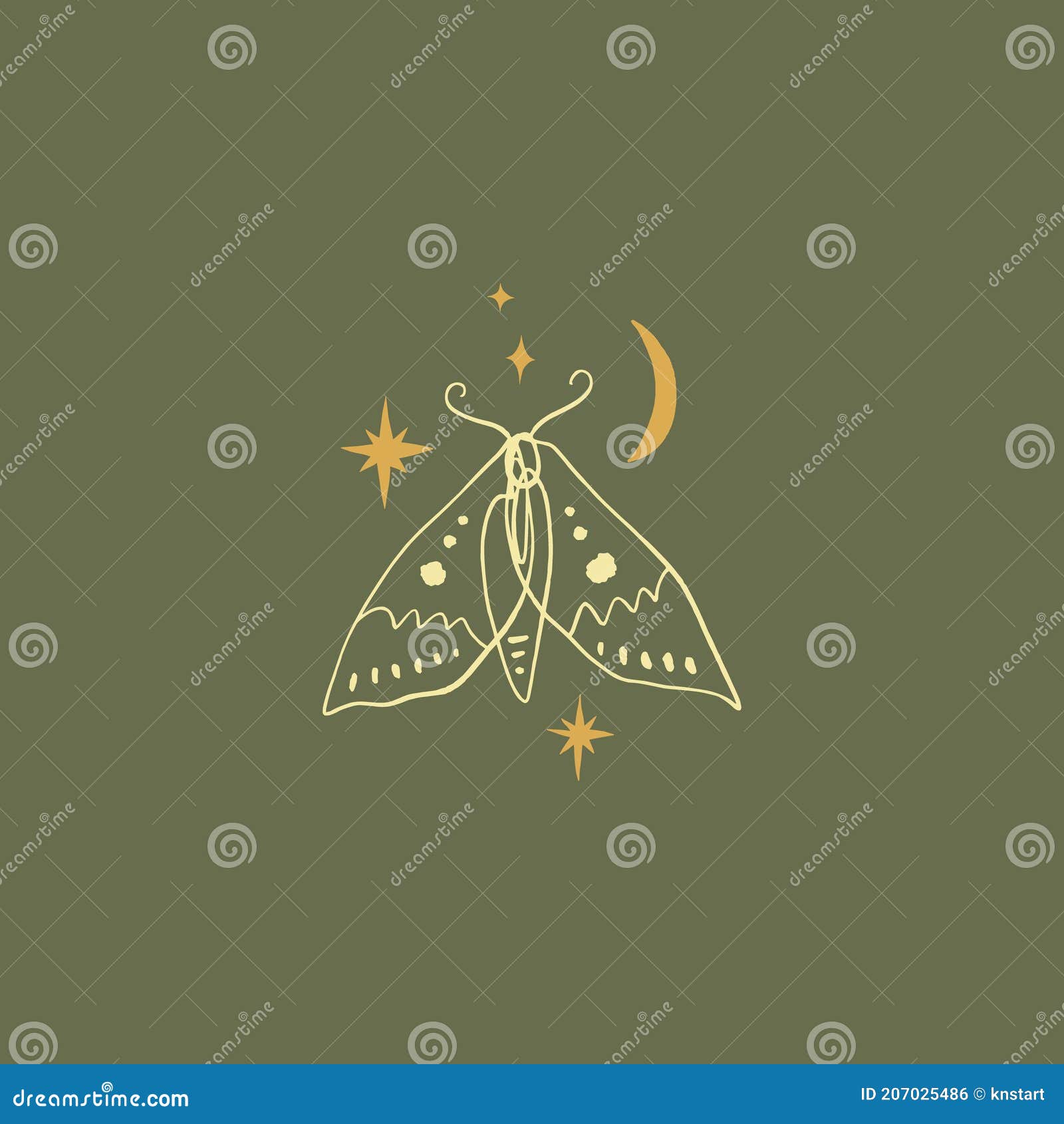 Line Art Night Moth Art Print, Logo or Label Stock Vector ...