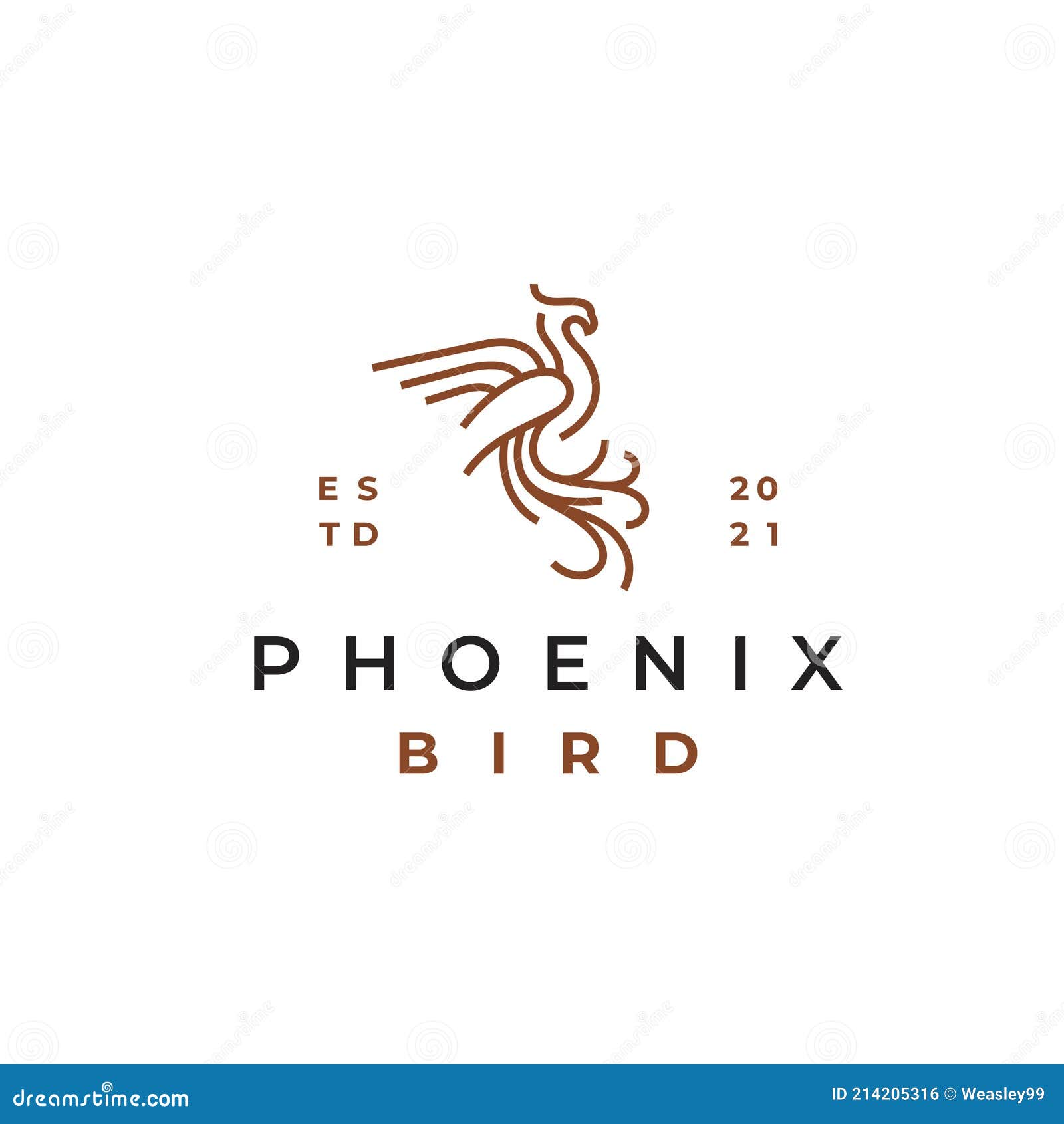 Line Art Phoenix Logo Design Vector Template Stock Vector ...