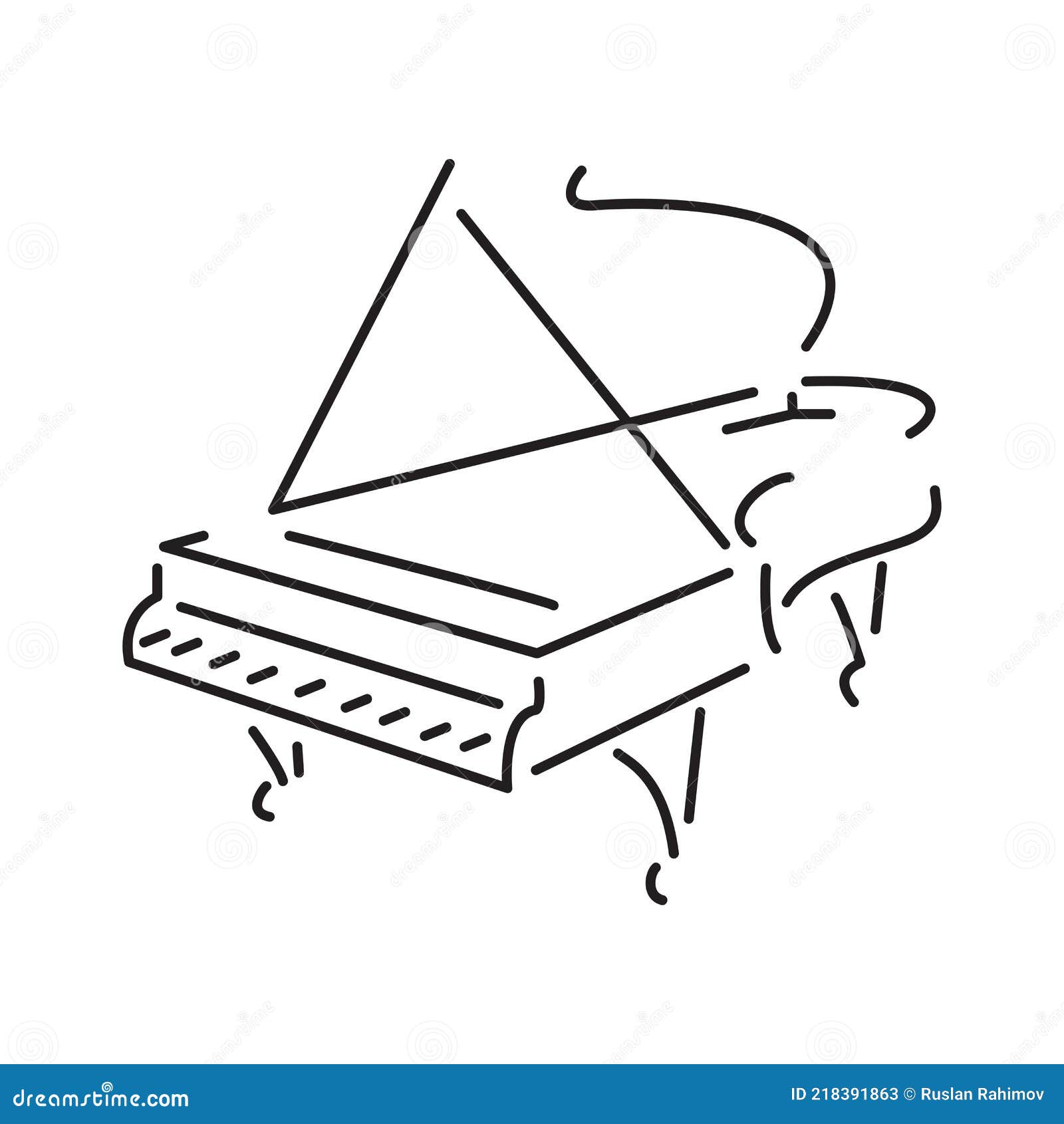 Line Art. Piano. Vector Illustration Isolated on a White Background in ...