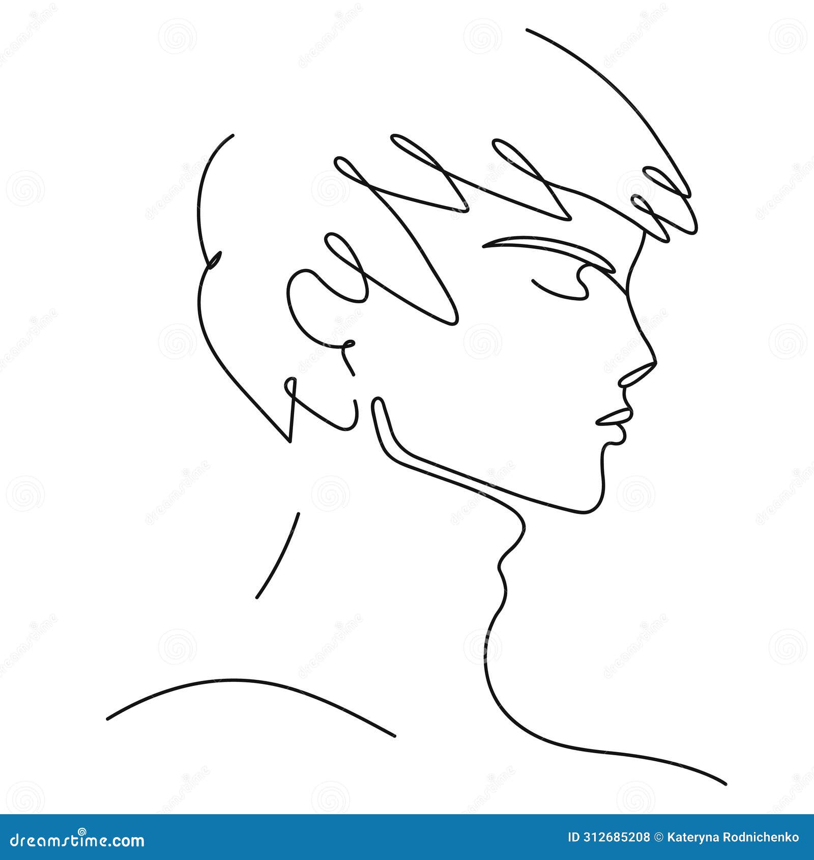 Line Art Profile Portrait of Boy Stock Vector - Illustration of solid ...