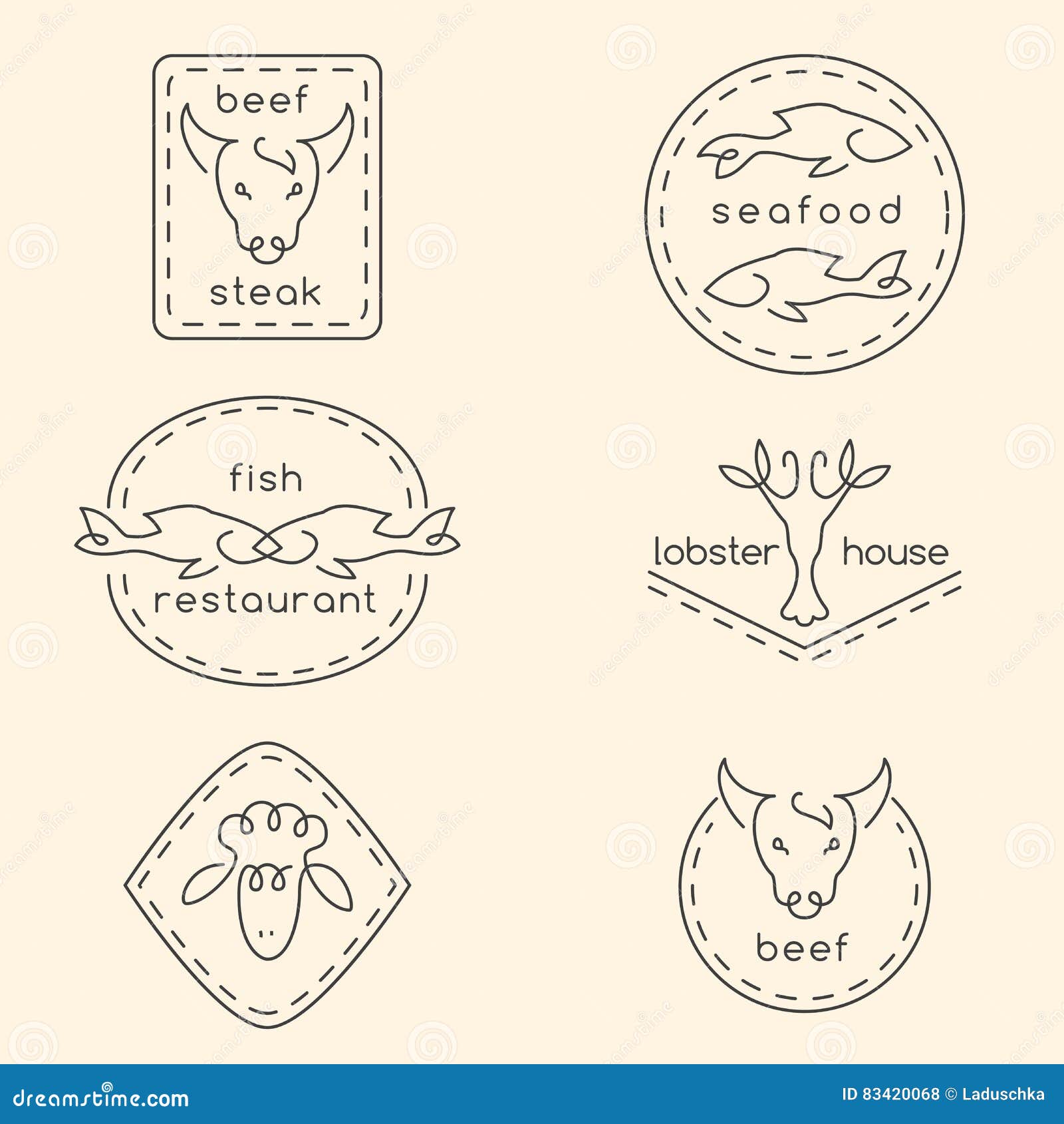 Line art restaurant logos stock vector. Illustration of sign - 83420068