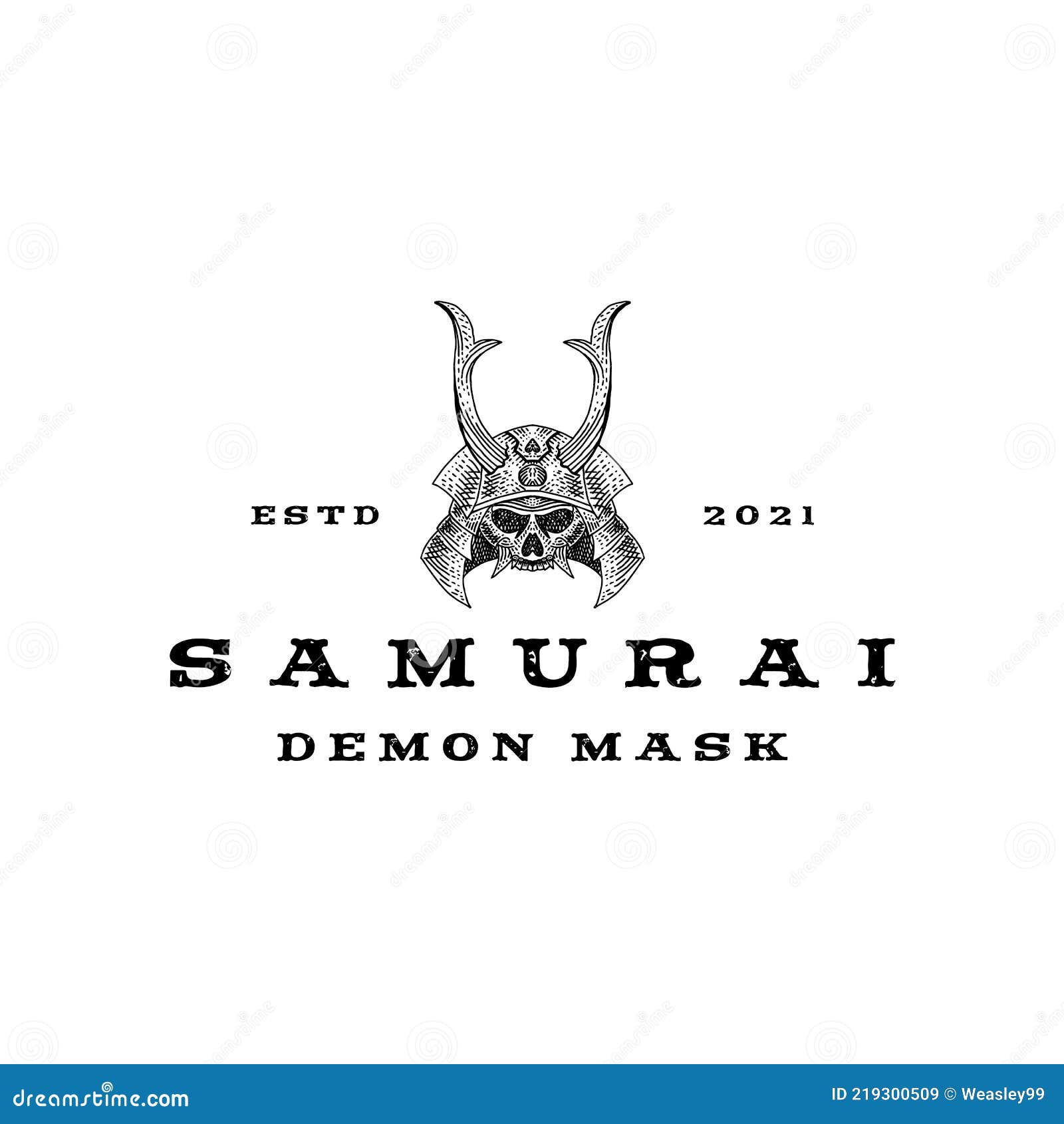 Line Art Samurai Logo Design Inspiration. Samurai With Demon Face ...