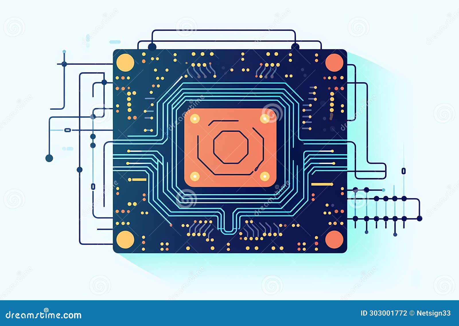 Line Art of Semiconductor, a Computer Chip with Many Wires Stock ...
