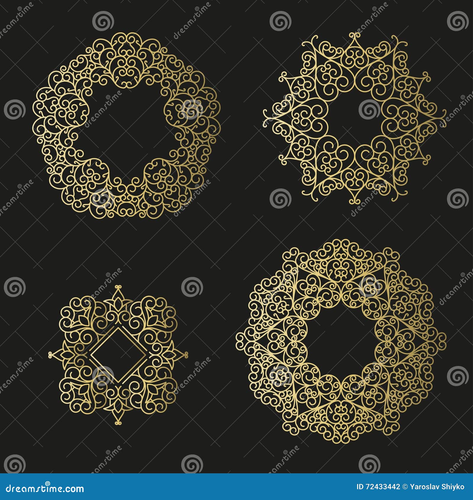 Line Art Set. Decorative Frames for Your Design Stock Vector ...