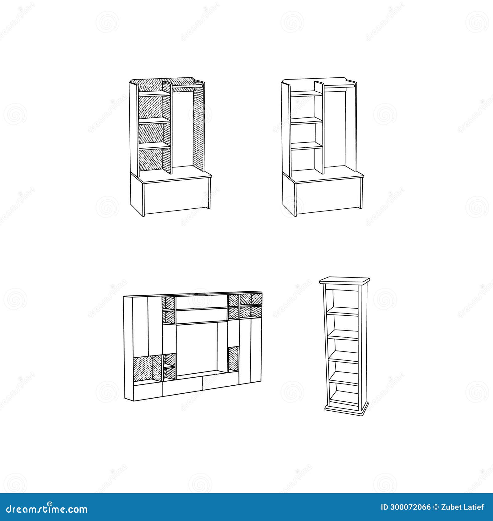 Line Art Shelf Icon Collection, Outline Vector Design Illustration ...