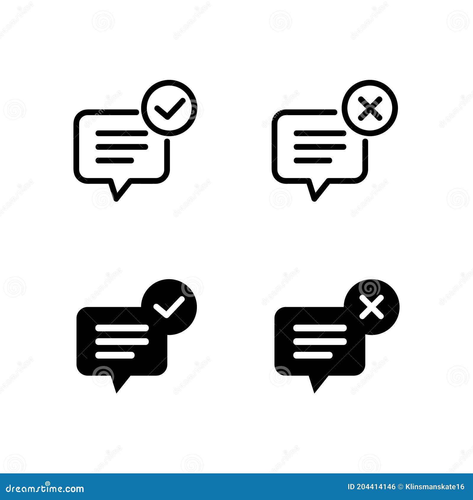 Line Art and Silhouette Sending and Not Sending Icon Message Design ...