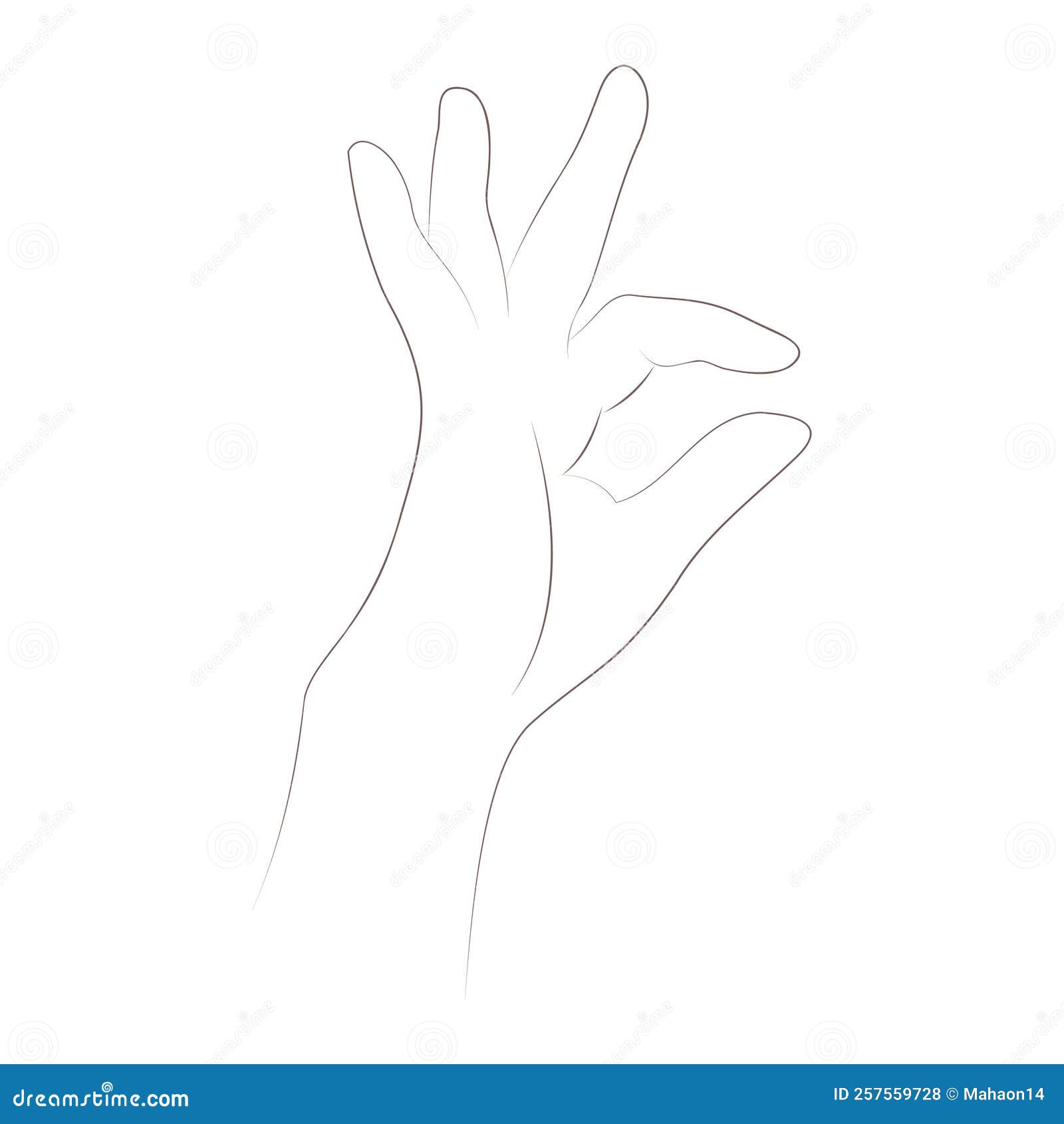Line Art Sketch of Hand Gesture Stock Vector - Illustration of outline ...