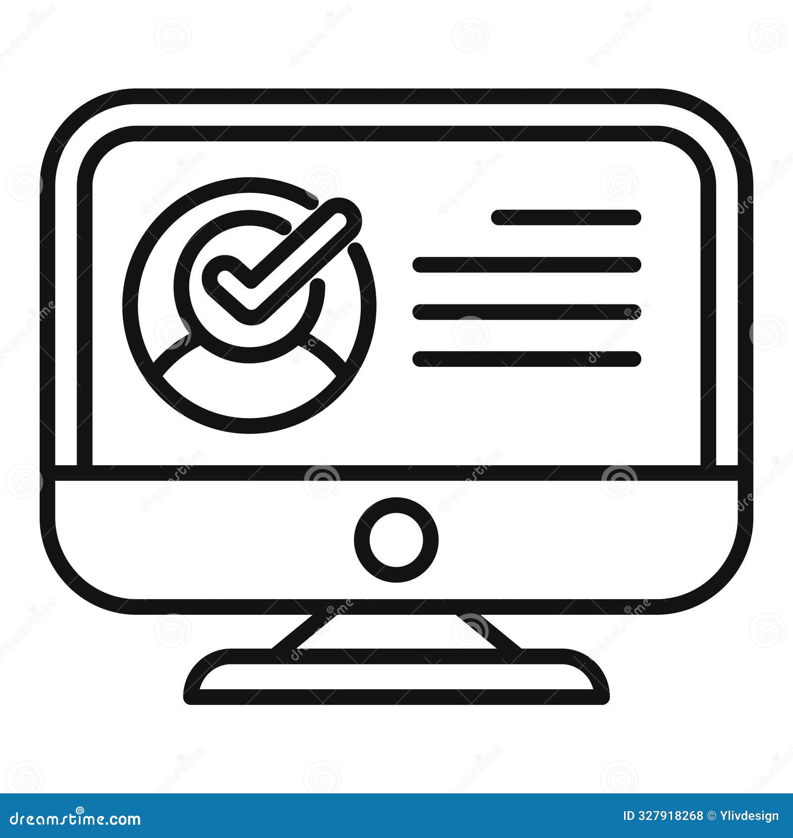 Computer Showing User Profile with Check Mark Icon Stock Vector ...