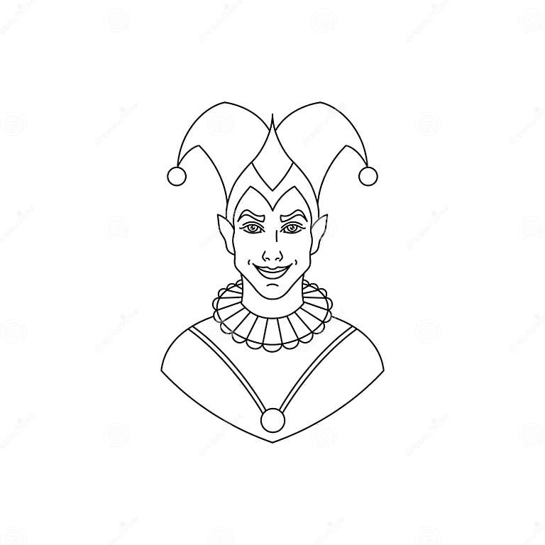 Line art style jester icon stock illustration. Illustration of comical ...