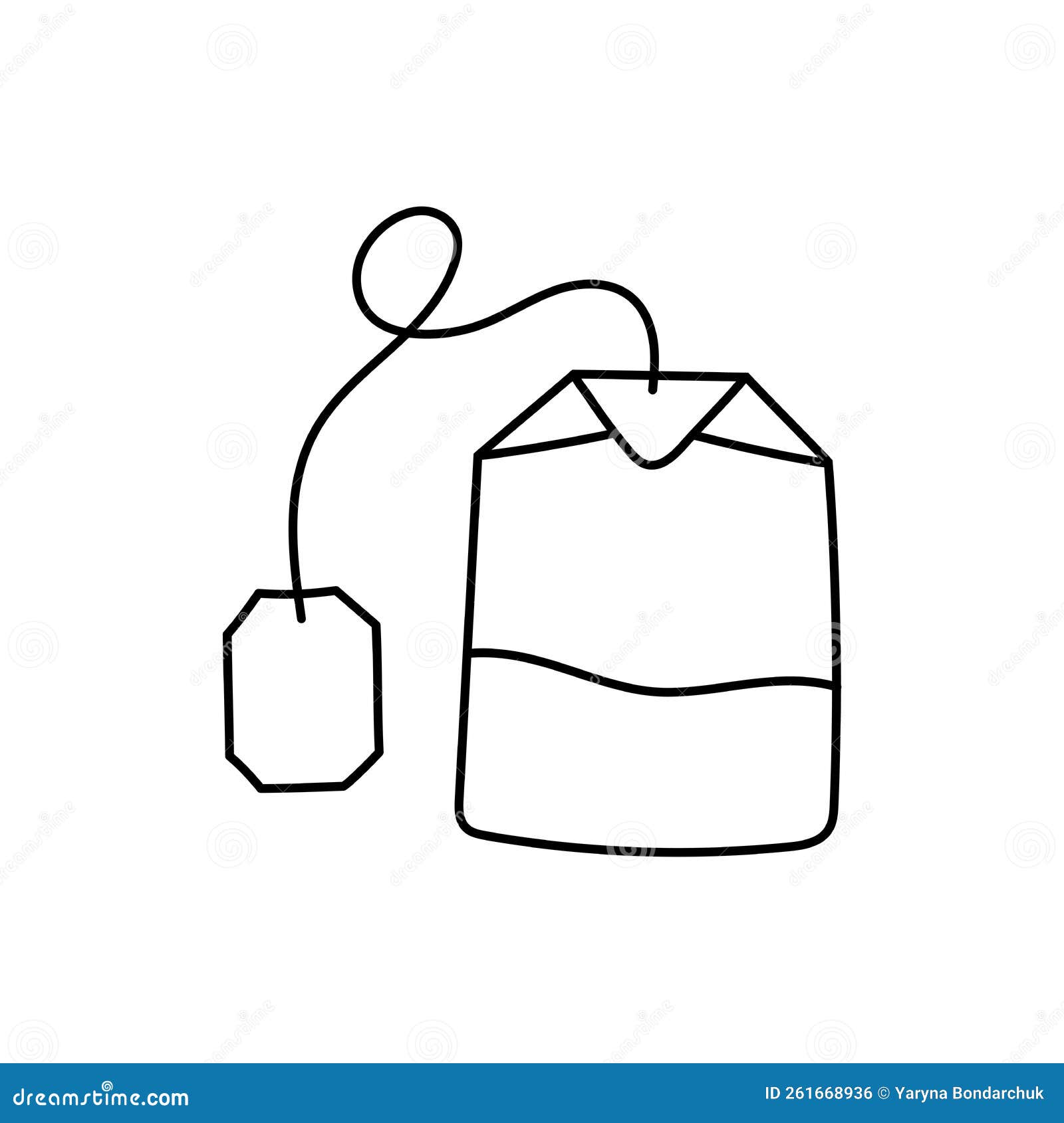 Line Art Tea Bag. Hand Drawn Doodle Style Design Stock Vector ...