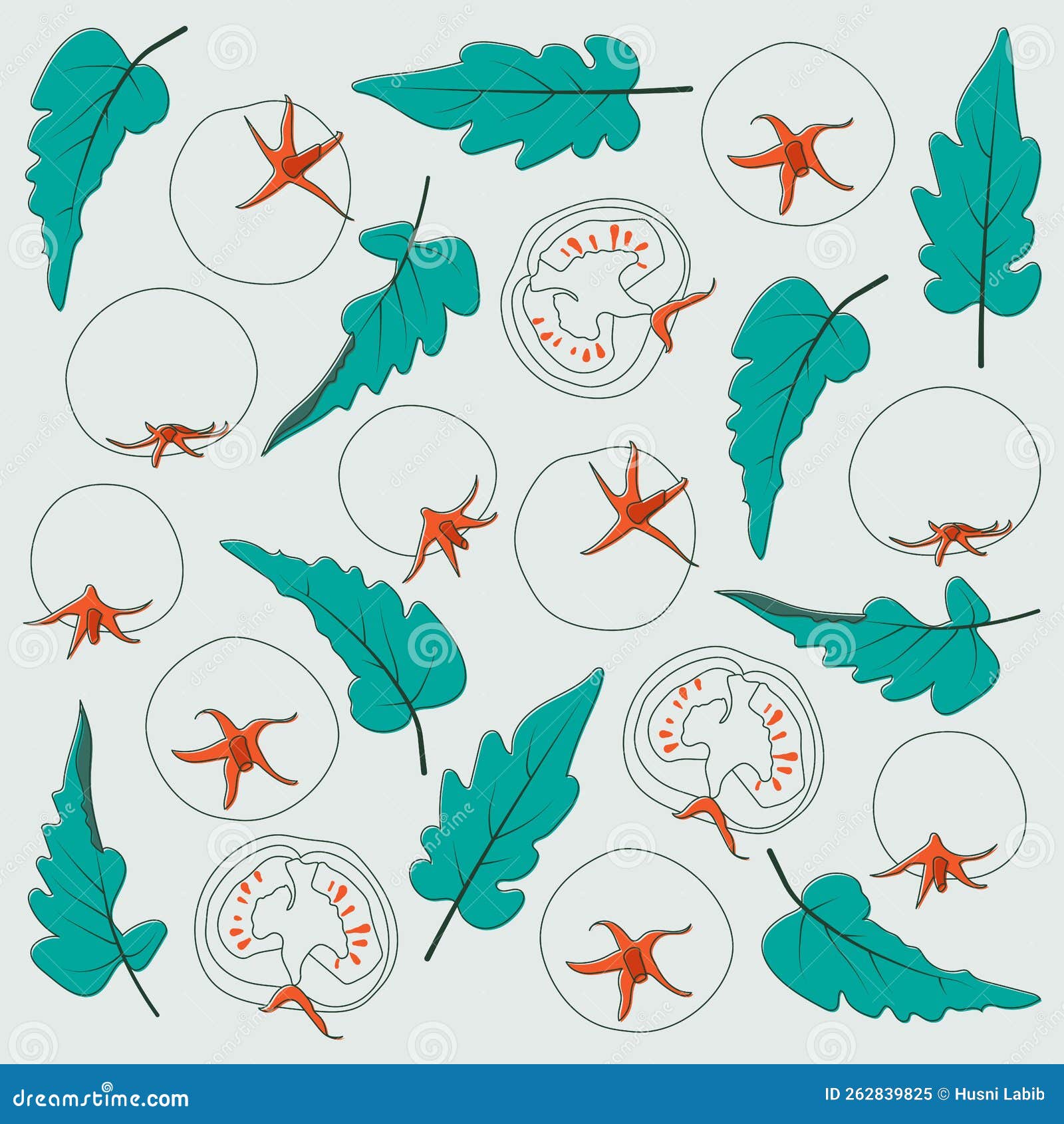 Line Art of Tomato with Tomato Leaf Design for Food Menus Design Stock ...