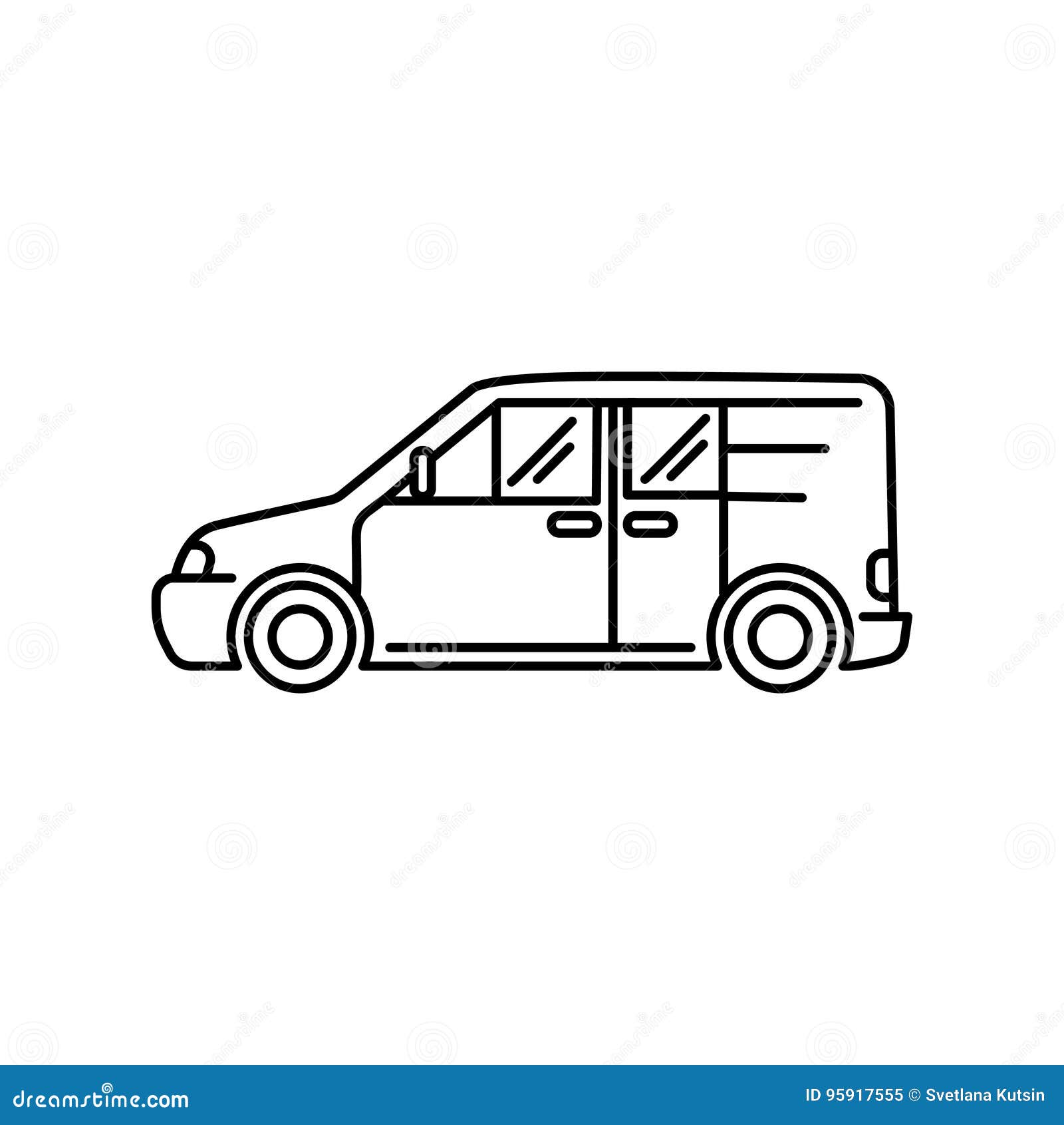 Line Art Transport Icon, Illustration - Car, Minivan Stock Illustration ...