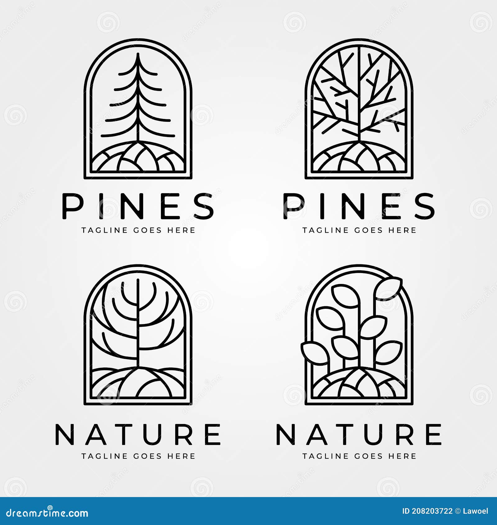 Line Art Tree Nature Logo Abstract Vector Illustration Design Stock ...