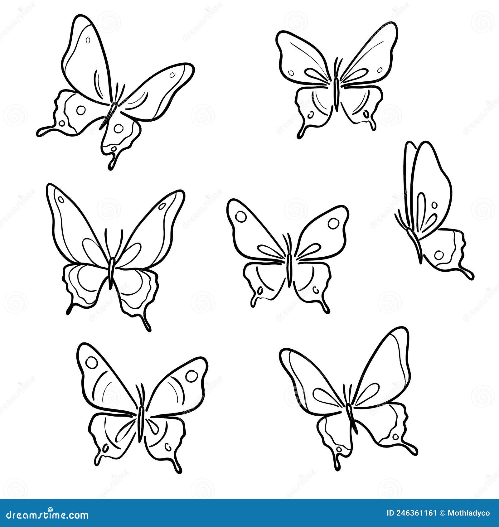 Line Art Vector Butterfly Illustrations Stock Vector - Illustration of ...
