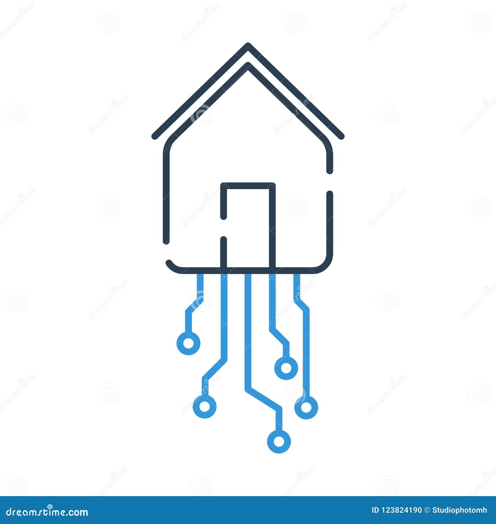 Line Art Vector Icon. Smart Home Connection Stock Vector - Illustration ...