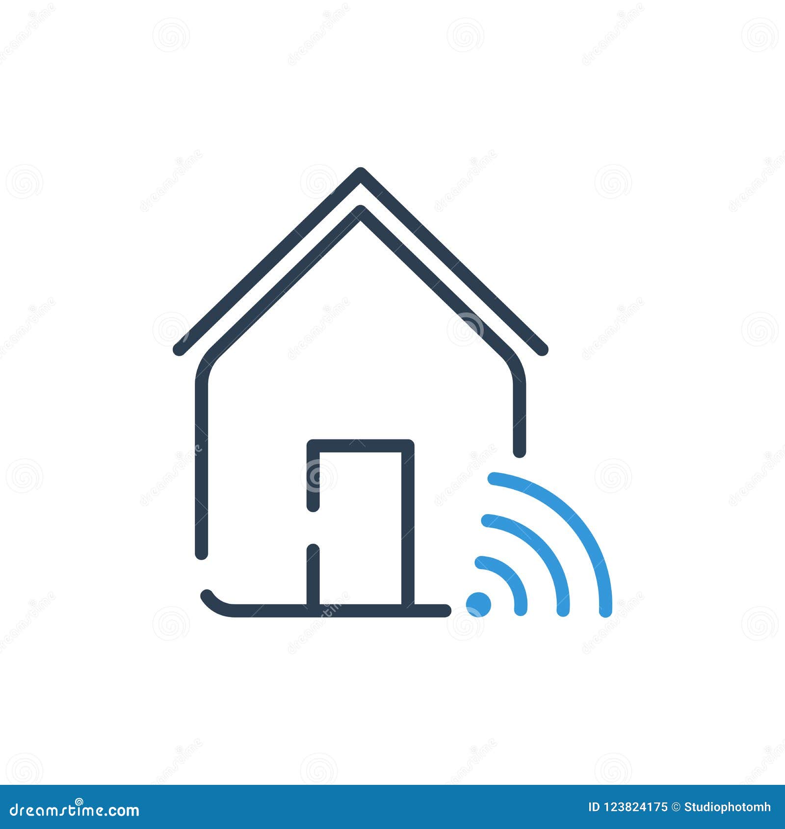 Line Art Vector Icon. Smart Home Connection Stock Vector - Illustration ...