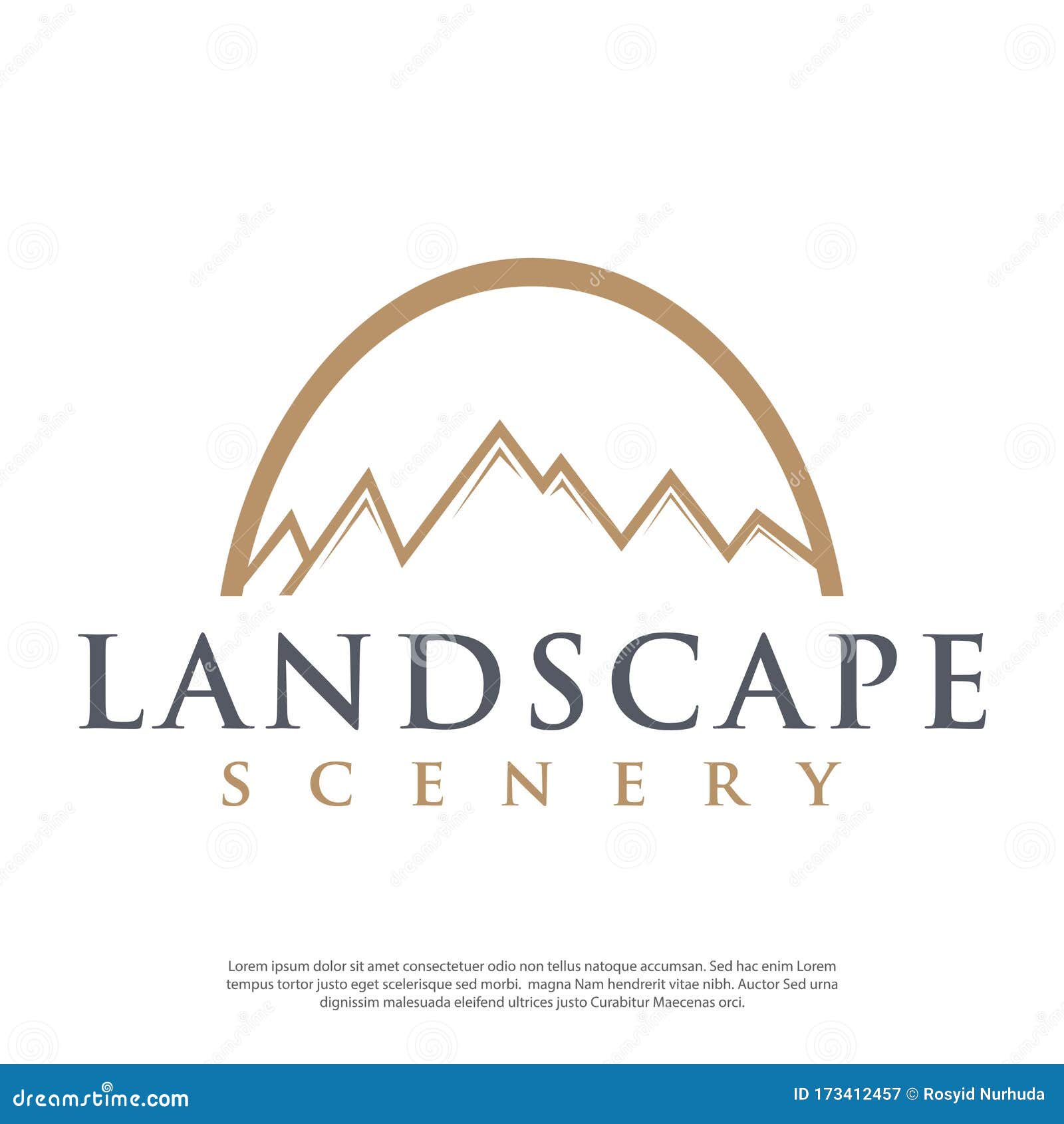 Line Art Vector Logo Mountain Scenery Stock Vector - Illustration of ...