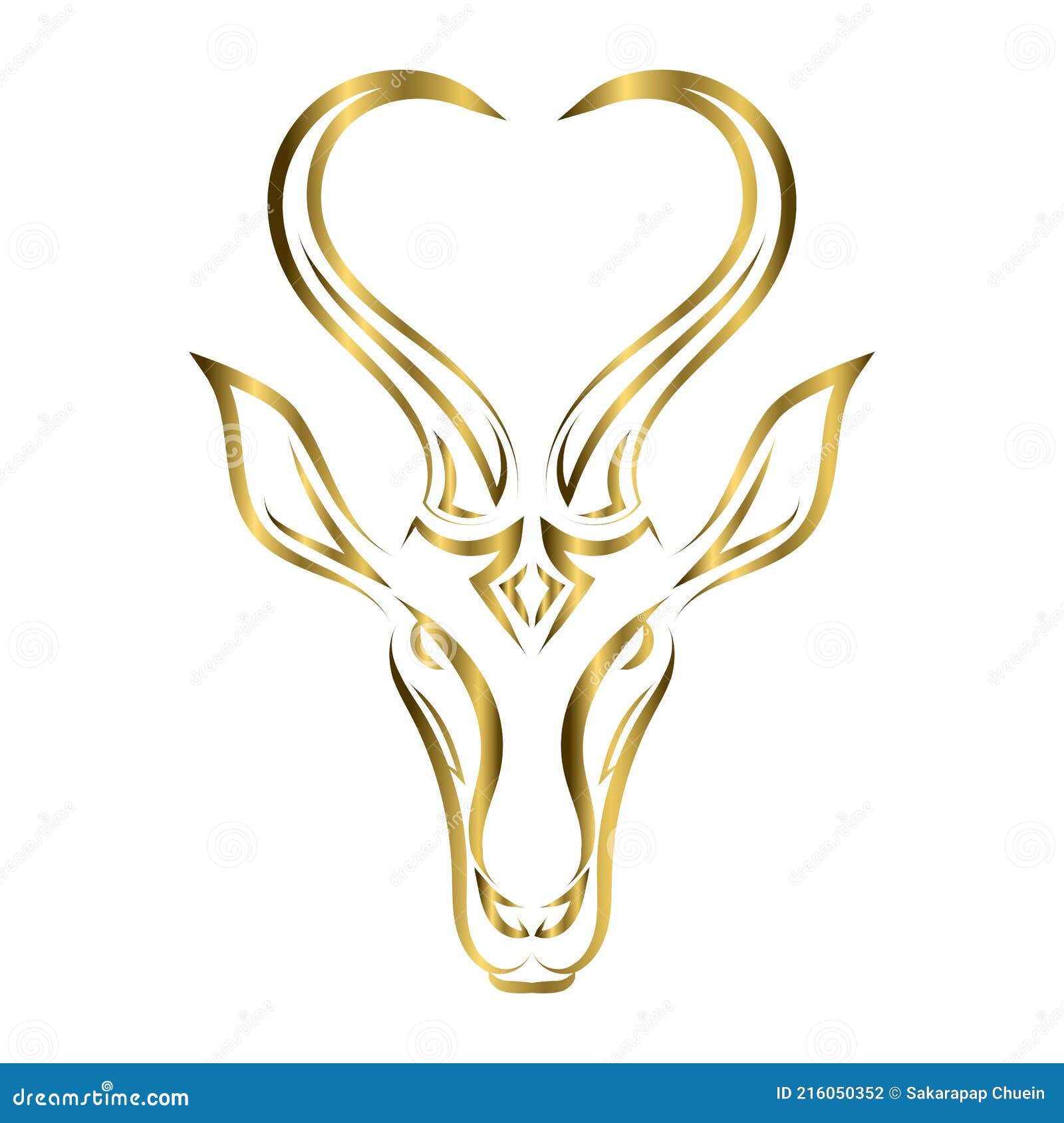 Line Art Vector of Springbok Head. Stock Vector - Illustration of ...