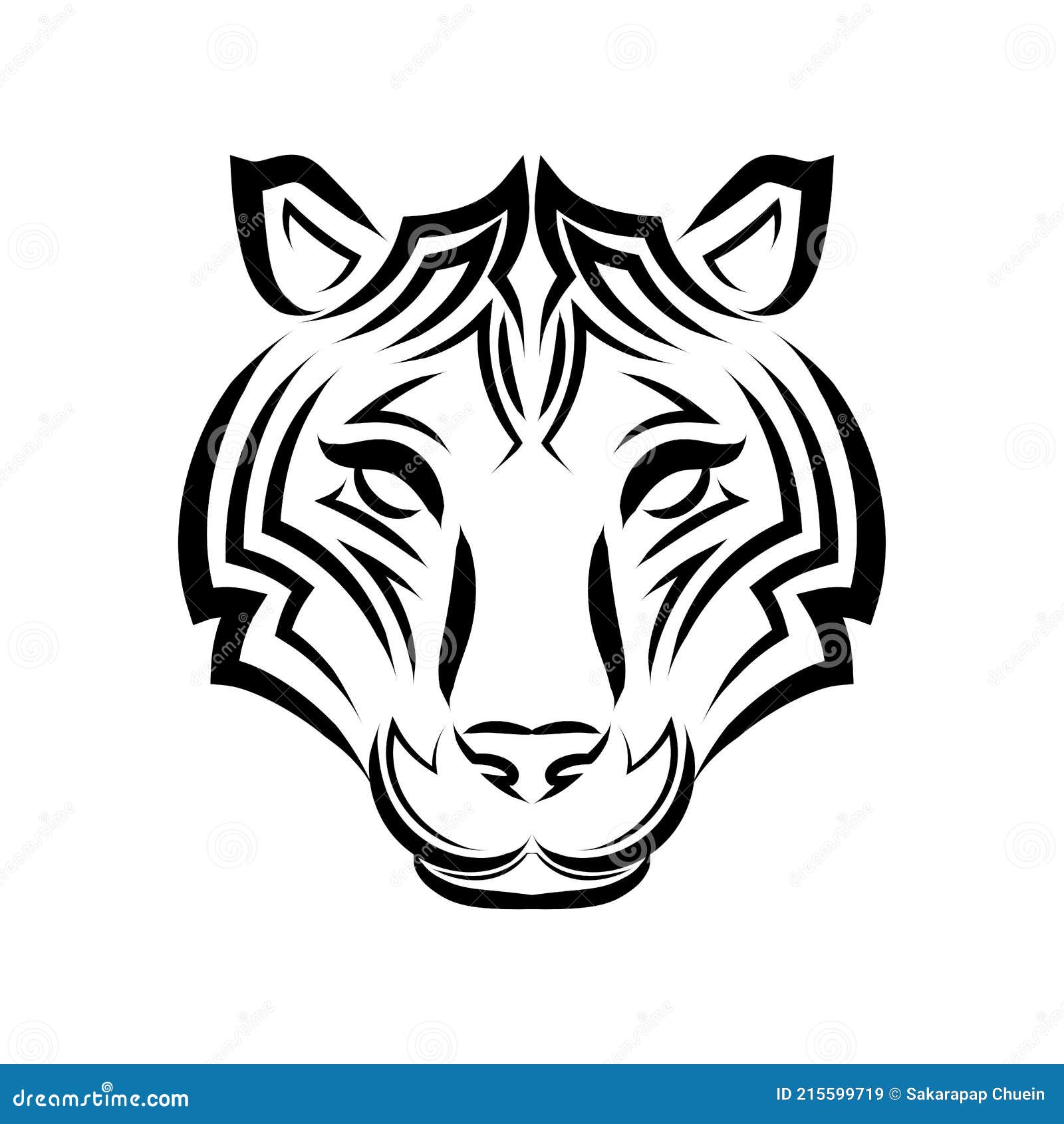 Line Art Vector of Tiger Head. Stock Vector - Illustration of jungle ...