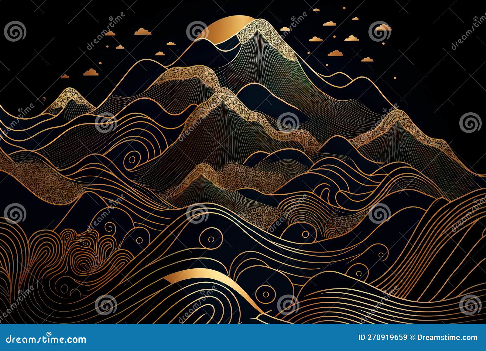 Line Art Wave Design. Abstract Artistic Wallpaper Generative AI Stock ...