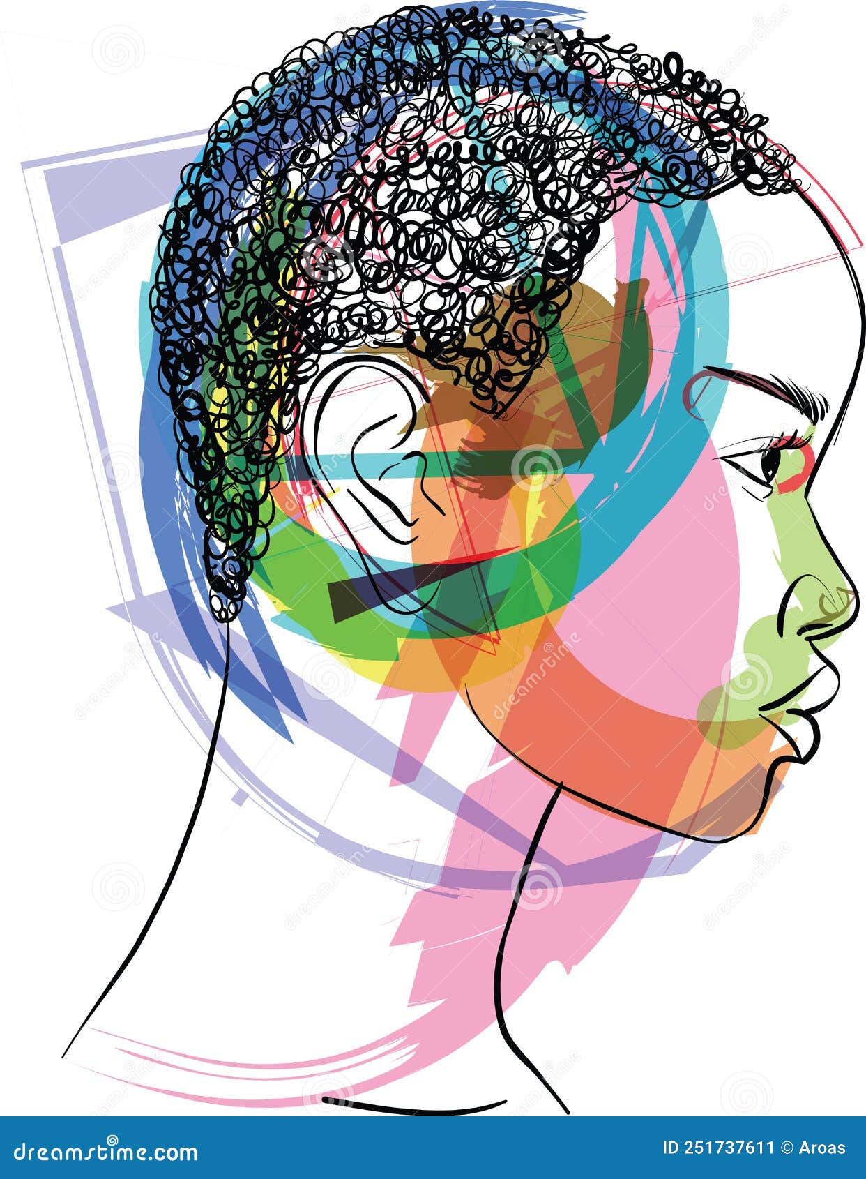 Line Art Woman Face Drawing Black Woman Stock Vector Illustration Of