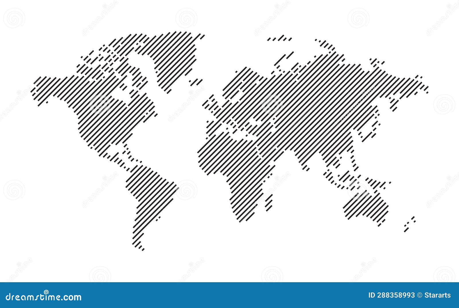 Line Art World Map Isolated on White Background Vector Stock ...