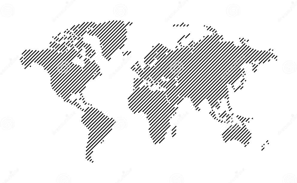 Line Art World Map Isolated on White Background Vector Stock Vector ...