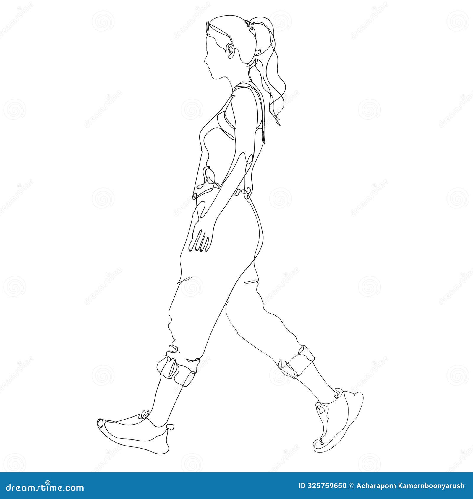 Line Art of Young Man is Walking, Stock Illustration - Illustration of ...