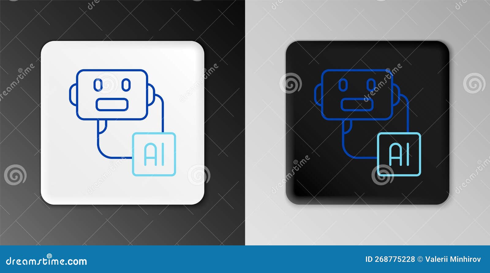 Line Artificial Intelligence Robot Icon Isolated on Grey Background ...