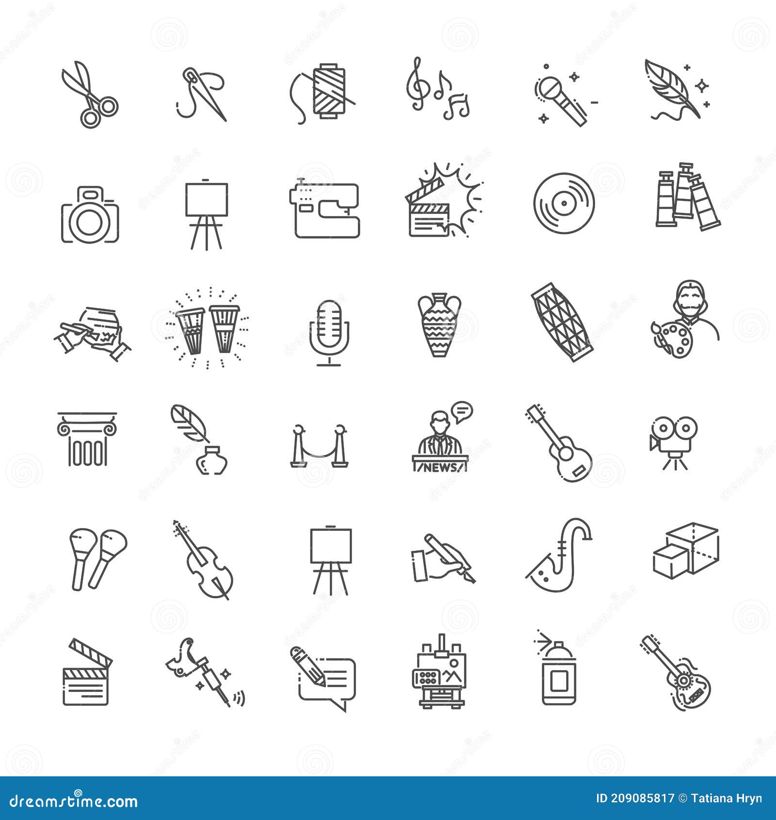 Line Arts Icons Set. Vector Linear Icons Stock Vector - Illustration of ...