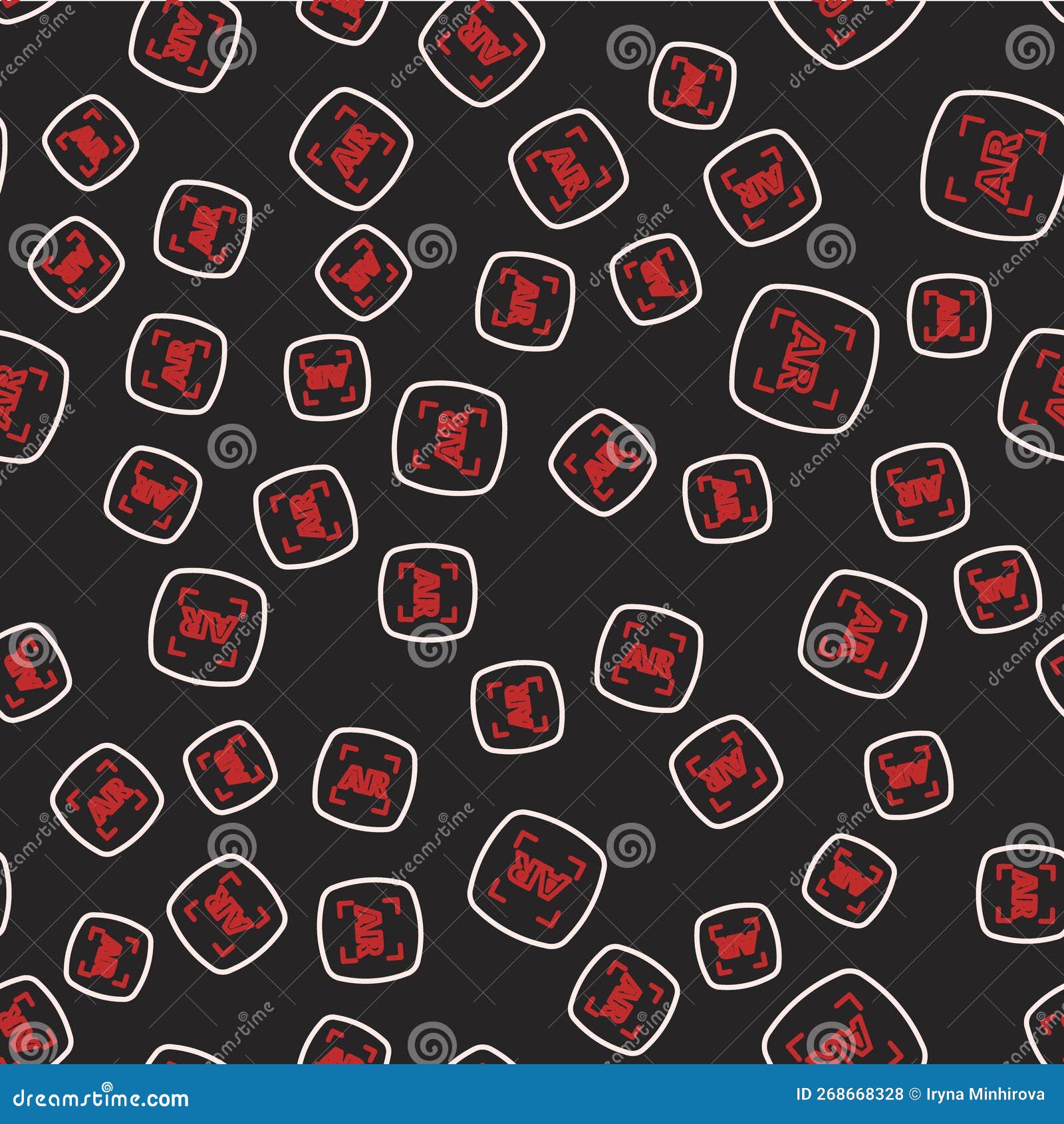 Line Augmented Reality AR Icon Isolated Seamless Pattern on Black ...