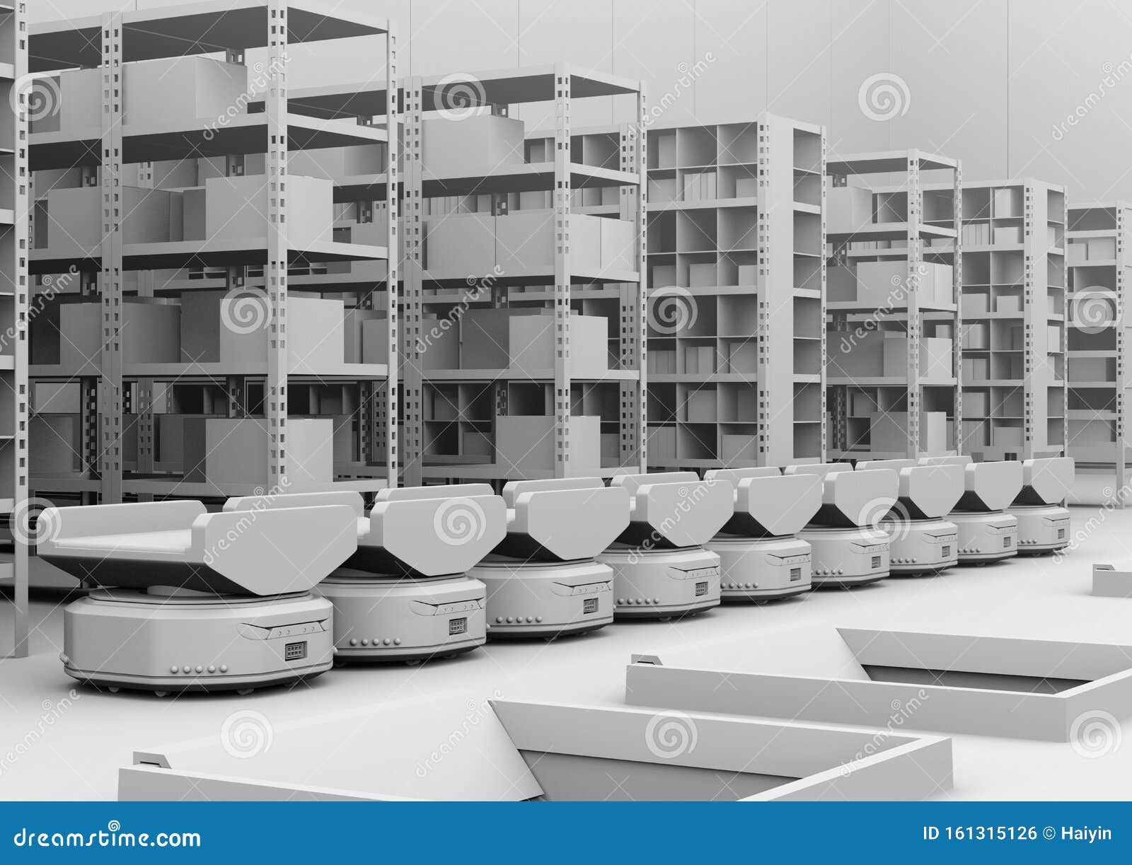 Line of Autonomous Mobile Robots in Modern Warehouse Stock Photo ... Line of Autonomous Mobile Robots in Modern Warehouse Stock Photo ...