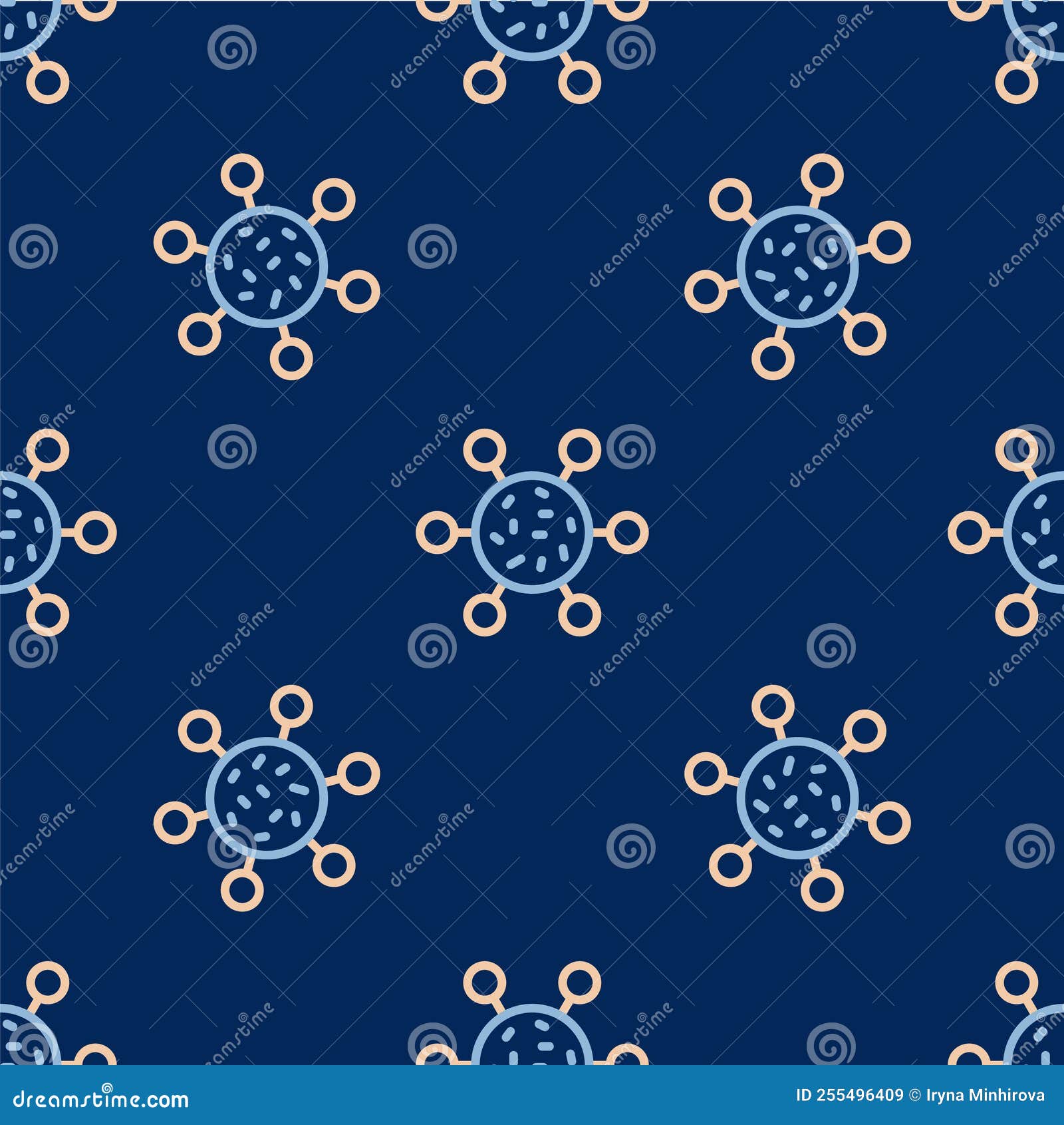 Line Bacteria Icon Isolated Seamless Pattern on Blue Background ...