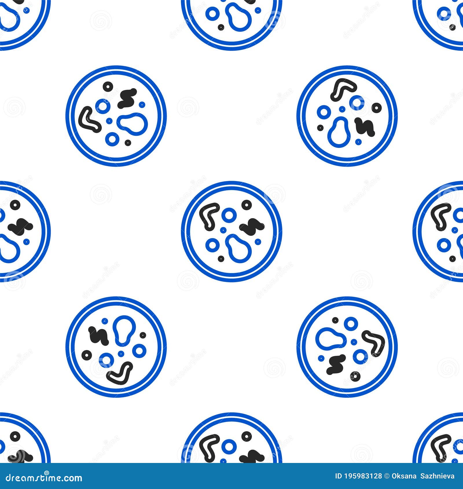 Line Bacteria Icon Isolated Seamless Pattern on White Background ...