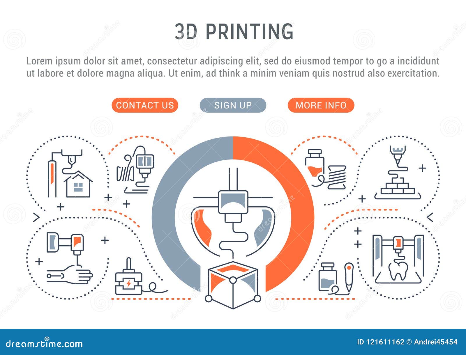 Linear Banner of 3D Printing. Stock Illustration - Illustration of ...